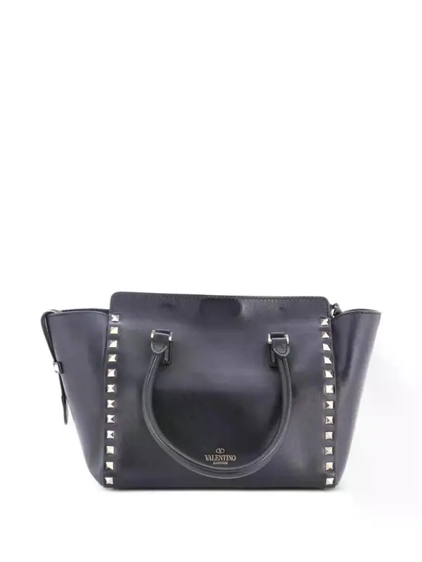 Valentino Garavani Rockstud Rigid Leather Small Tote Bag - Black
