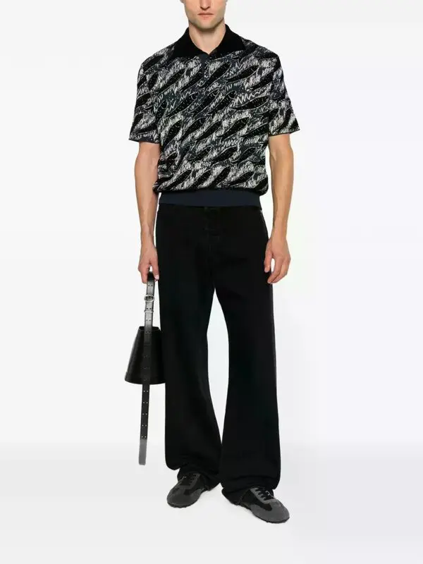 Jacquemus Logo Embroidered Straight Leg Jeans - Black