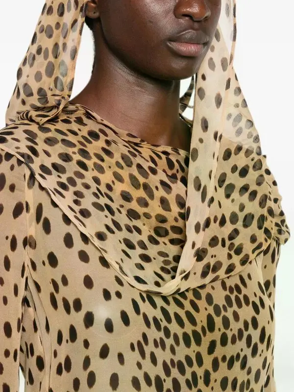 Cult Gaia Beaux Cheetah-print Hooded Blouse