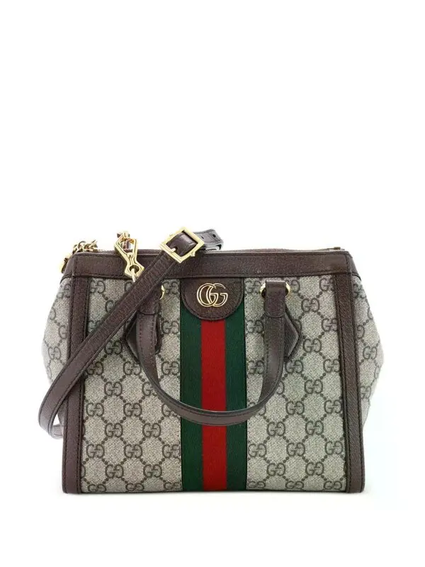 Gucci Ophidia Top Handle Gg Coated Canvas Small Tote Bag - Brown