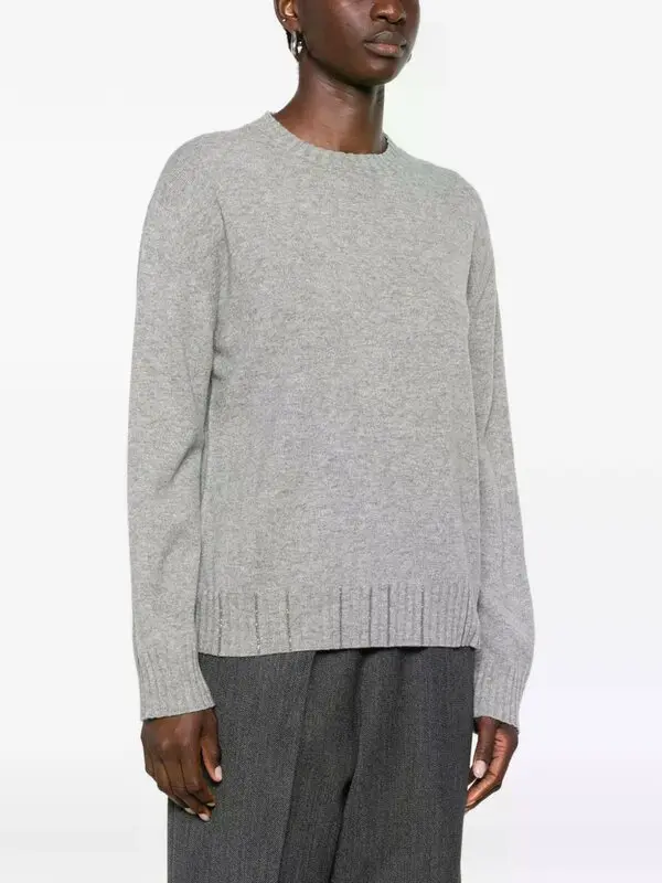 Fabiana Filippi Ribbed Trim Sweater With Bead Embellishment - Grey
