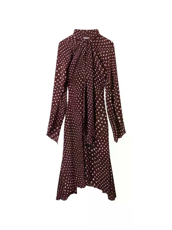 Stella McCartney Polka-dot Tie-neck Asymmetric Dress - Red