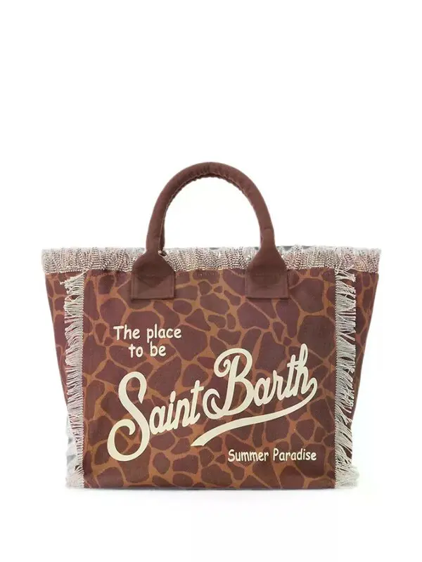 MC2 SAINT BARTH Vanity Animal-print Fringed Tote Bag - Brown