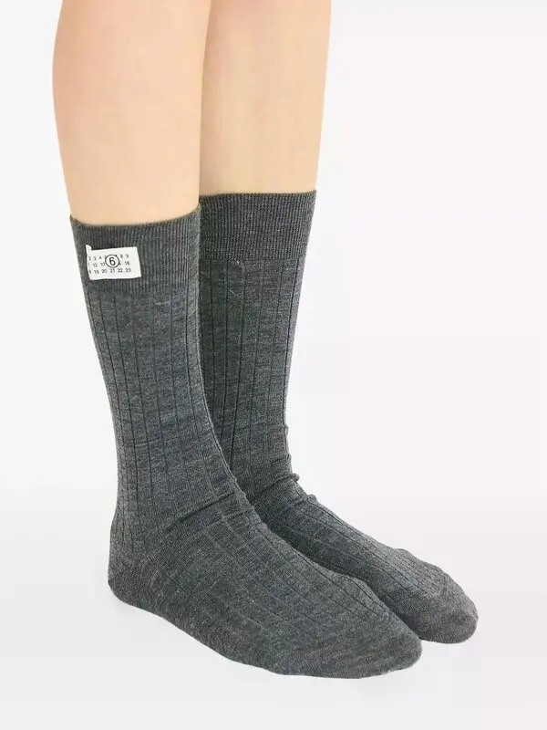 MAISON MARGIELA Ribbed Wool Crew Socks With Numeric Artwork