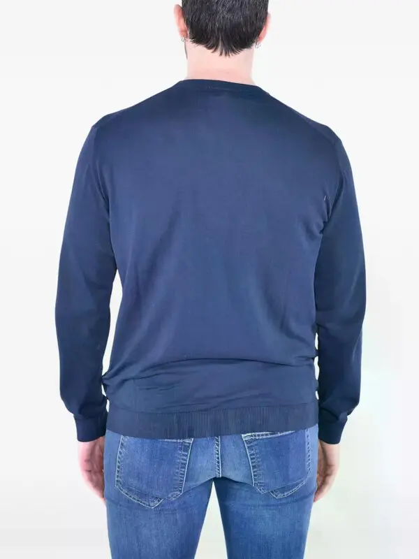 BLAUER. Cotton Crew Neck Long Sleeve Sweater