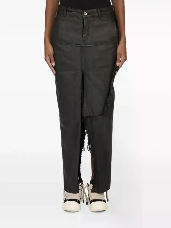 Rick Owens Maxi Skirt With Fringe Detail - Black