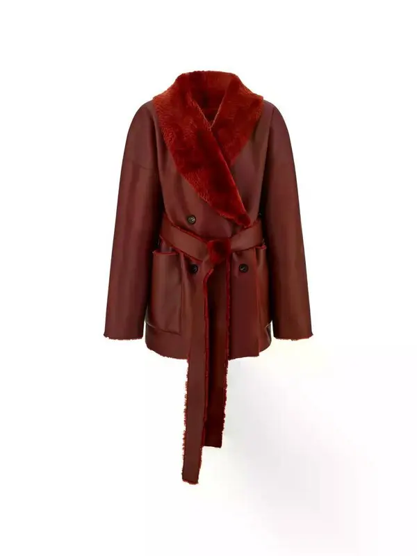 FERRAGAMO Reversible Shearling Jacket - Red