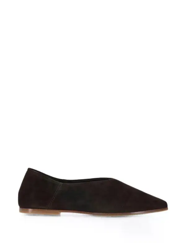 LA ROSE Pointed-toe Suede Ballet Flats
