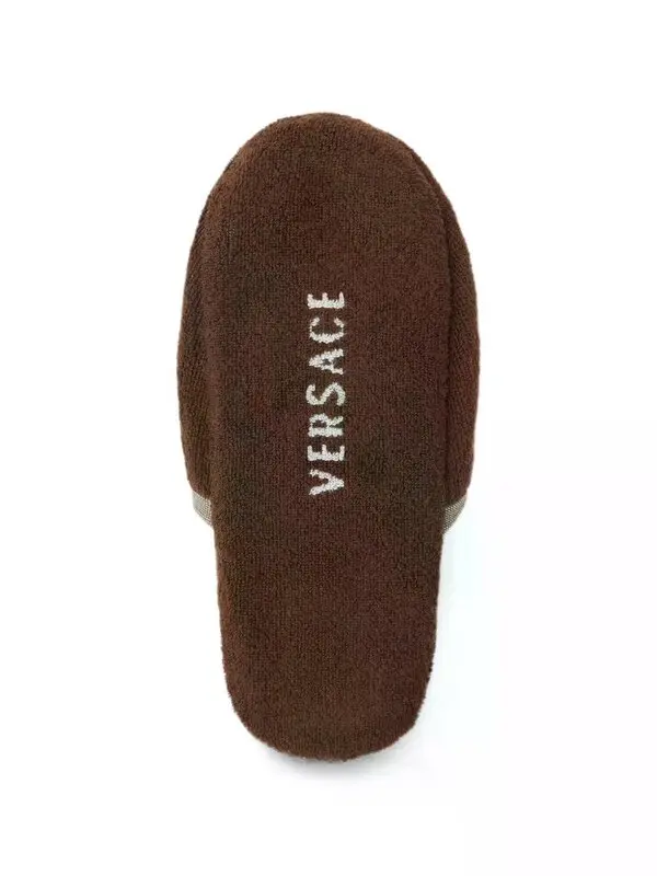 Versace Cotton Terry Jacquard Medusa Slippers - Brown