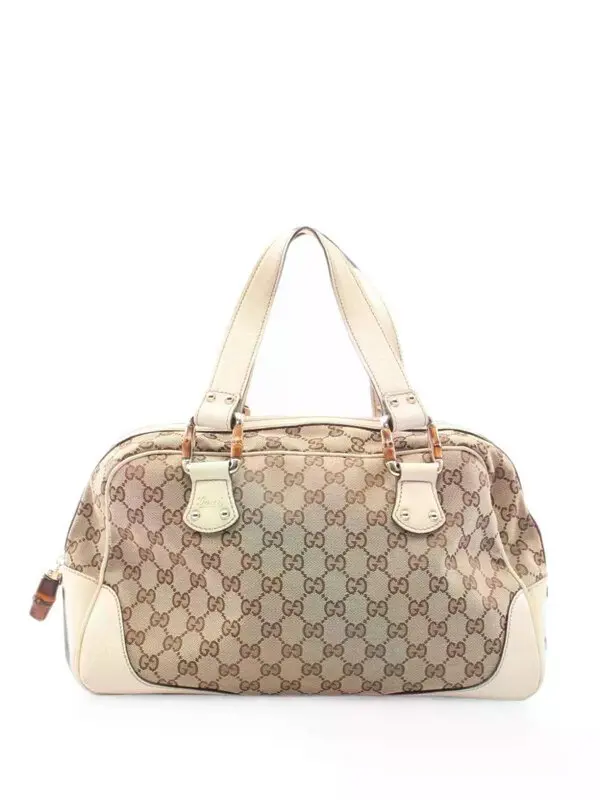 Gucci 2000s Mini Bamboo Gg Canvas Tote Bag