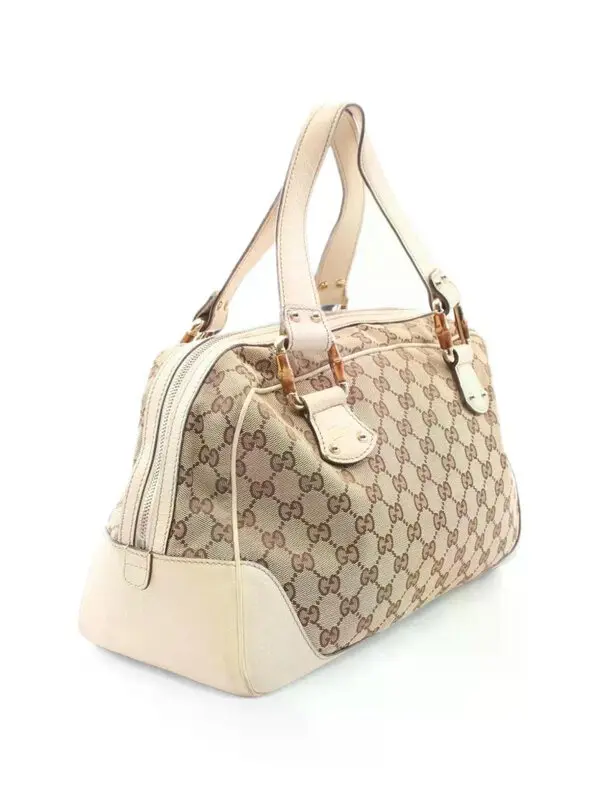 Gucci 2000s Mini Bamboo Gg Canvas Tote Bag