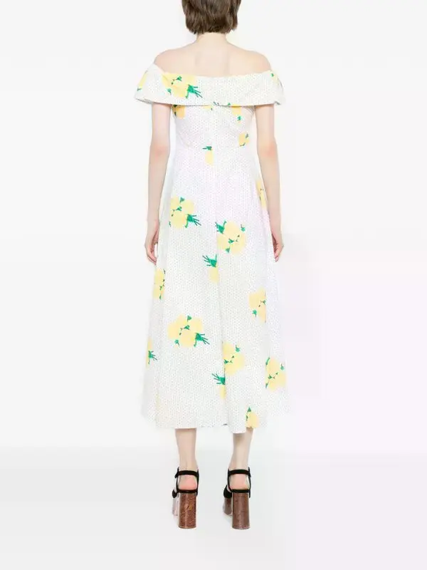 HVN Polka-dot Floral-print Dress