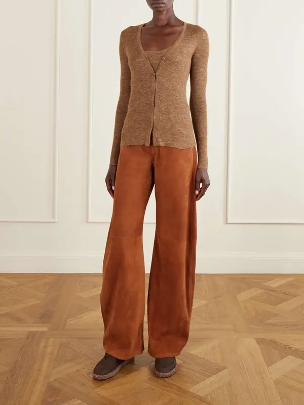 Gabriela Hearst Amoret Suede Wide-leg Pants
