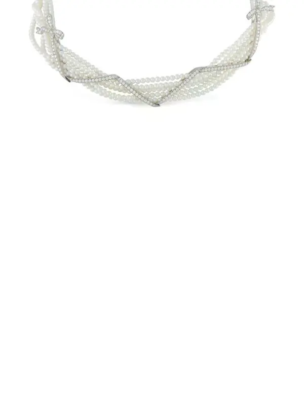 RAYMOND C. YARD Diamond And Pearl Five-strand Necklace - Silver