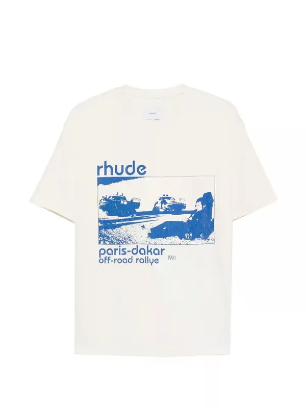 Rhude Trail Of Dust Logo-print T-shirt - Neutrals