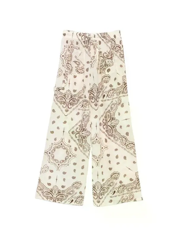 VENUJA Paisley Print Drawstring Wide Leg Trousers