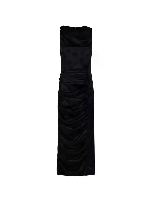ROTATE BY BIRGER CHRISTENSEN Floral-jacquard Ruched Dress - Black