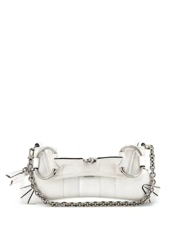 Gucci Horsebit Chain Vertical Quilted Leather Small Shoulder Bag - White