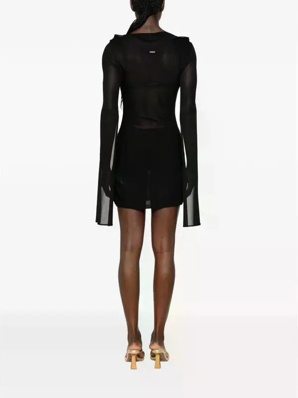 Cult Gaia Split-sleeve Cowl-neck Mini Dress
