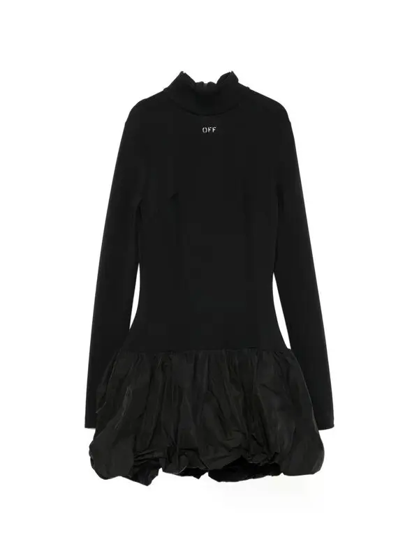 Off-White High-neck Puff-skirt Mini Dress - Black