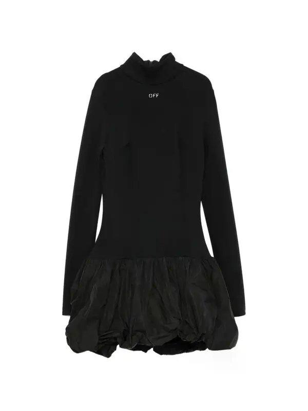Off-White High-neck Puff-skirt Mini Dress