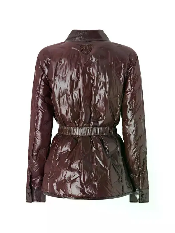 Pinko Quilted High-shine Belted Jacket - Brown