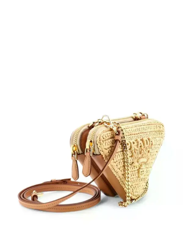 Prada Raffia And Leather Mini Crossbody Bag