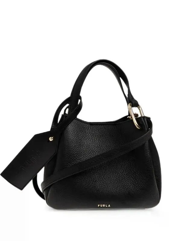 Furla Mini Nuvola Grained Leather Tote Bag - Black