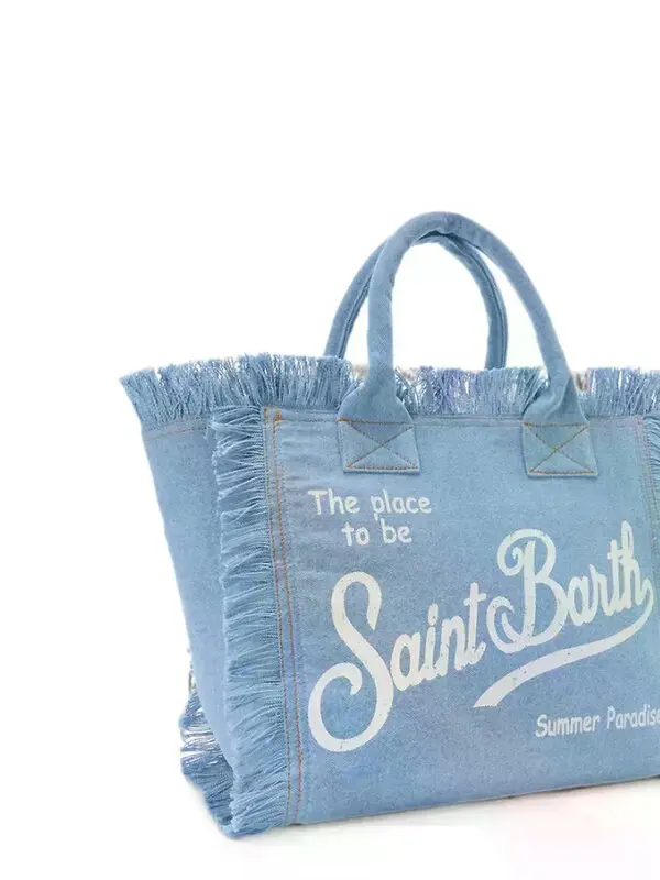 MC2 SAINT BARTH Vanity Frayed Denim Tote Bag