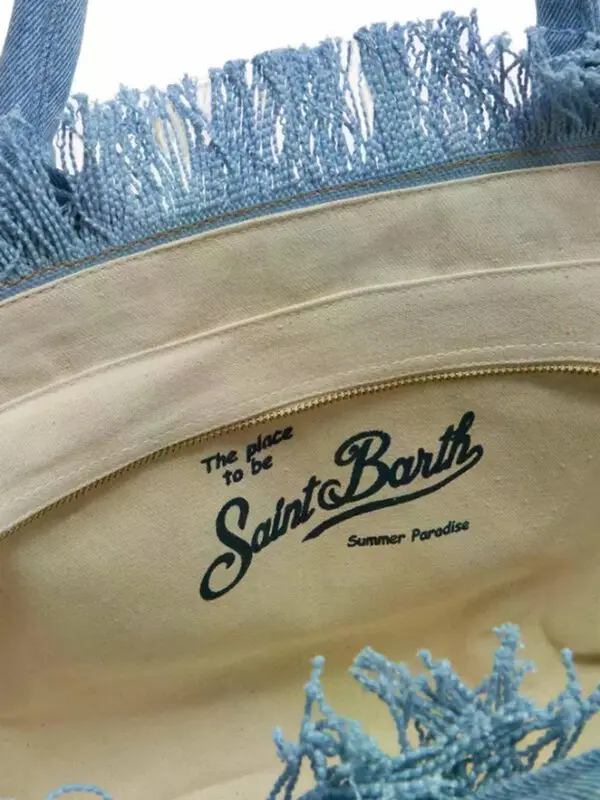 MC2 SAINT BARTH Vanity Frayed Denim Tote Bag