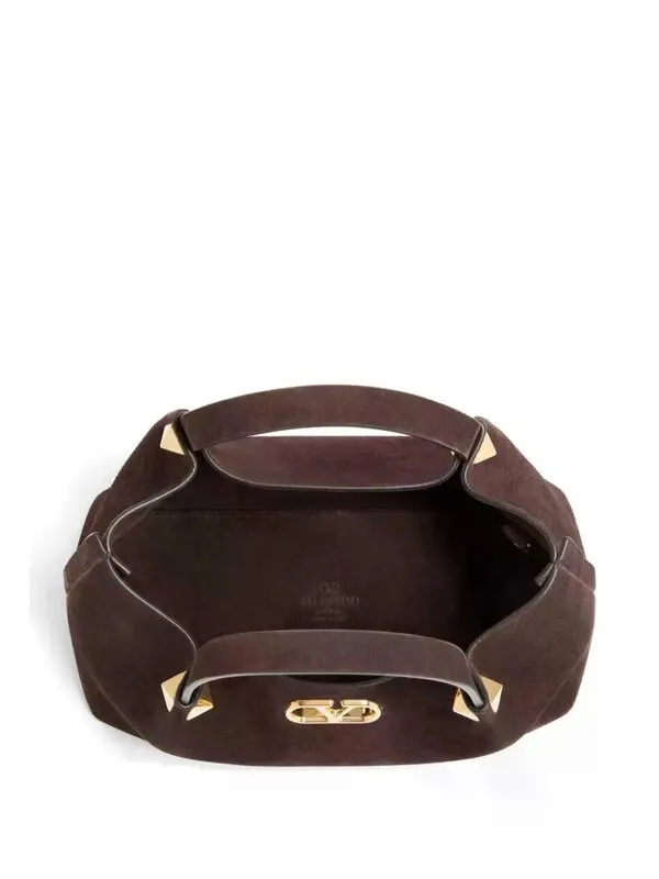 Valentino Garavani Small Shopping Bag With Maxi Studs - Brown