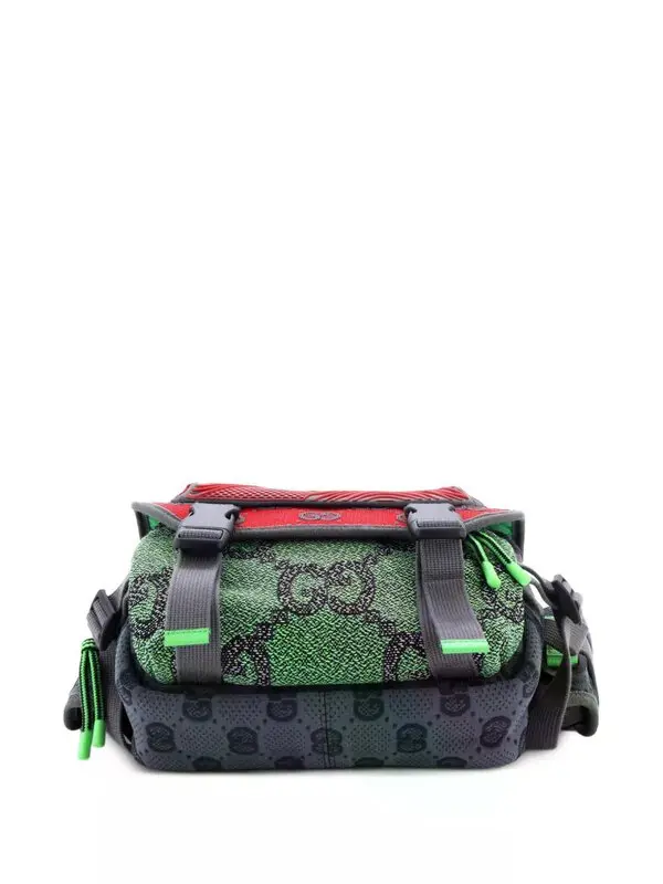 Gucci Buckle Flap Chest Strap Gg Fabric With Rubber Backpack