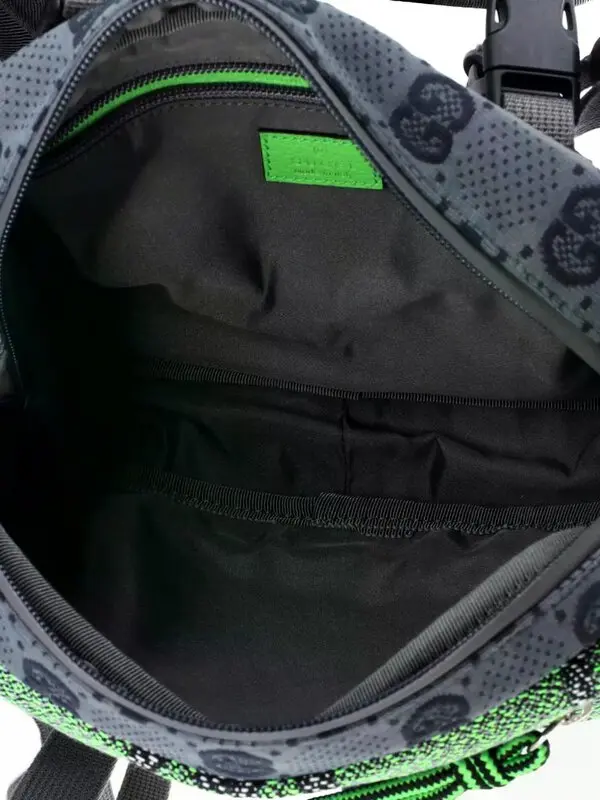 Gucci Buckle Flap Chest Strap Gg Fabric With Rubber Backpack