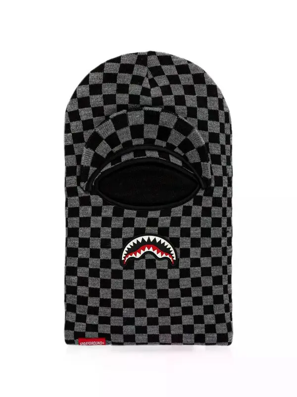 SPRAYGROUND Check Pattern Balaclava With Shark Embellishment