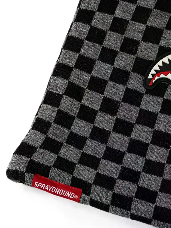 SPRAYGROUND Check Pattern Balaclava With Shark Embellishment