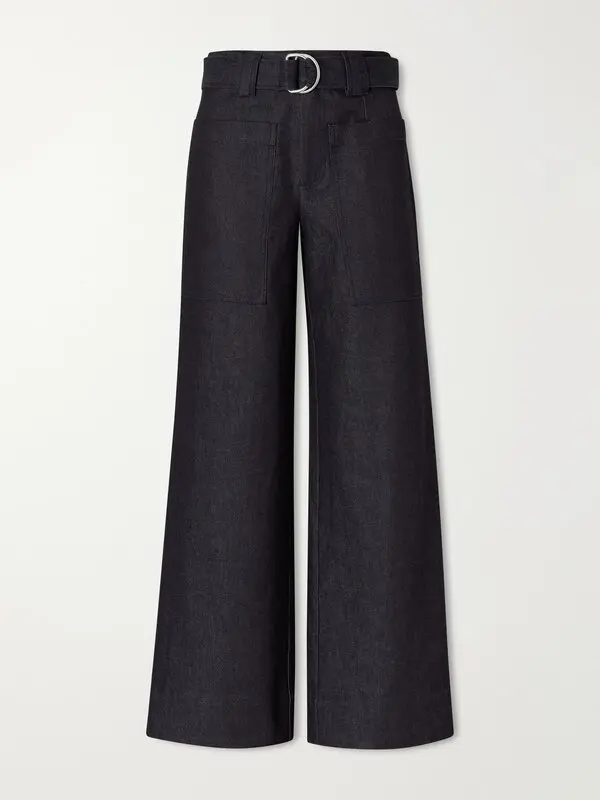 Proenza Schouler White Label Lina Belted Stretch-cotton Twill Wide-leg Pants - Blue