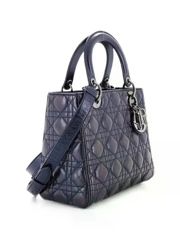 Dior Lady Macrocannage Crinkled Calfskin Medium Satchel Bag
