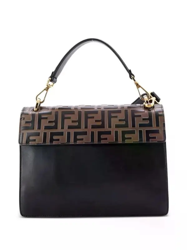 Fendi Kan U Zucca Embossed Leather Medium Shoulder Bag