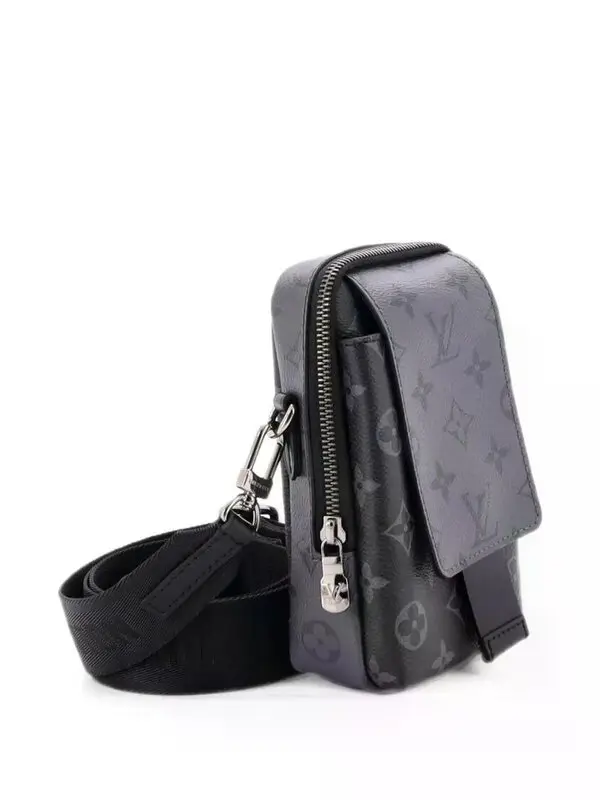 LOUIS VUITTON Double Phone Pouch Nm Reverse Monogram Eclipse Canvas Crossbody Bag