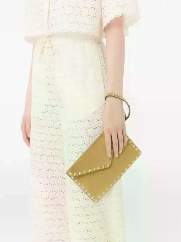 Valentino Garavani Rockstud Suede Clutch Bag