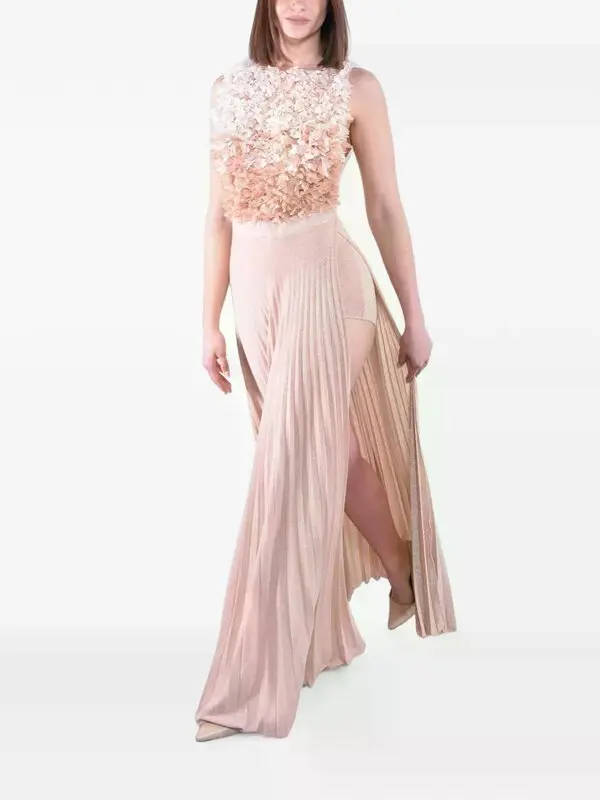 Elisabetta Franchi 3d-petals Pleated Maxi Dress