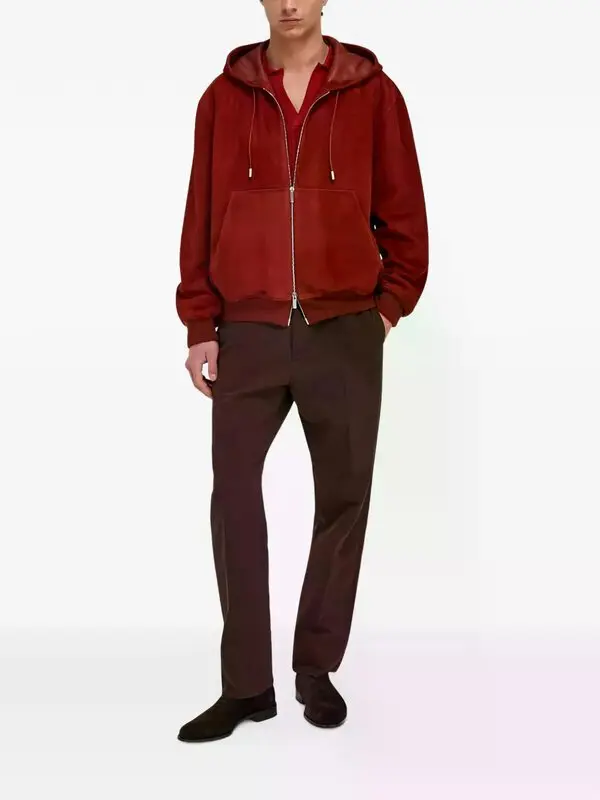 FERRAGAMO Suede Blouson With Hood - Red