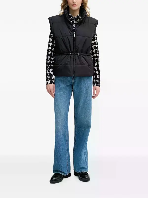 Sisley Zip-up Drawstring-waist Gilet - Black