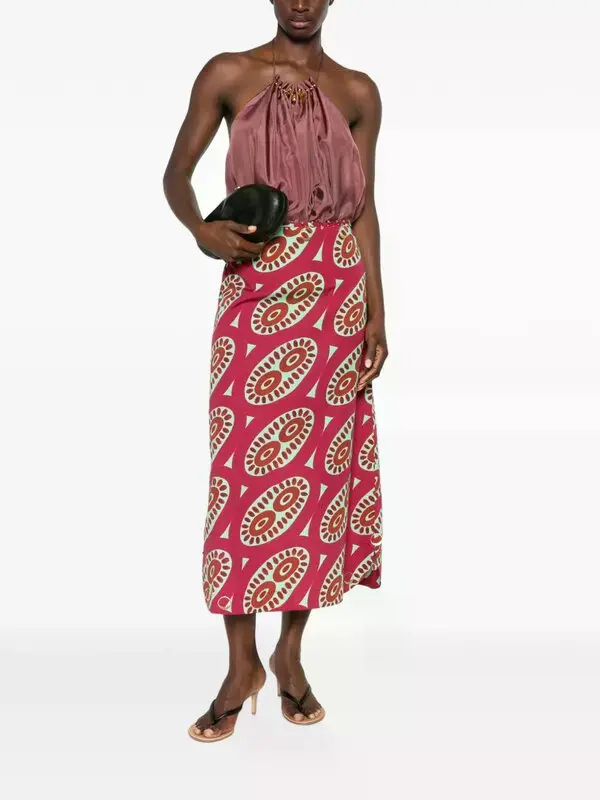 Themis Z Selena Geometric-print Midi Skirt