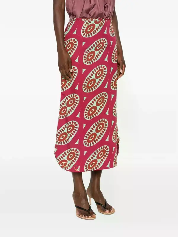 Themis Z Selena Geometric-print Midi Skirt