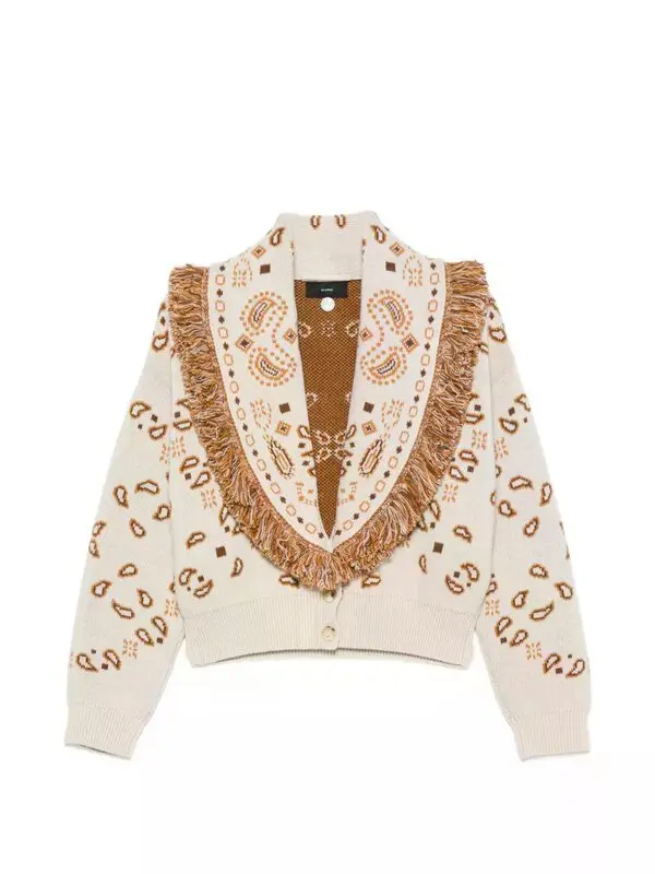 Alanui Paisley Pattern Fringed Jacket - Neutrals