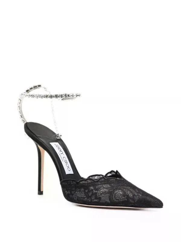 JIMMY CHOO Saeda Crystal-embellished Lace Pumps