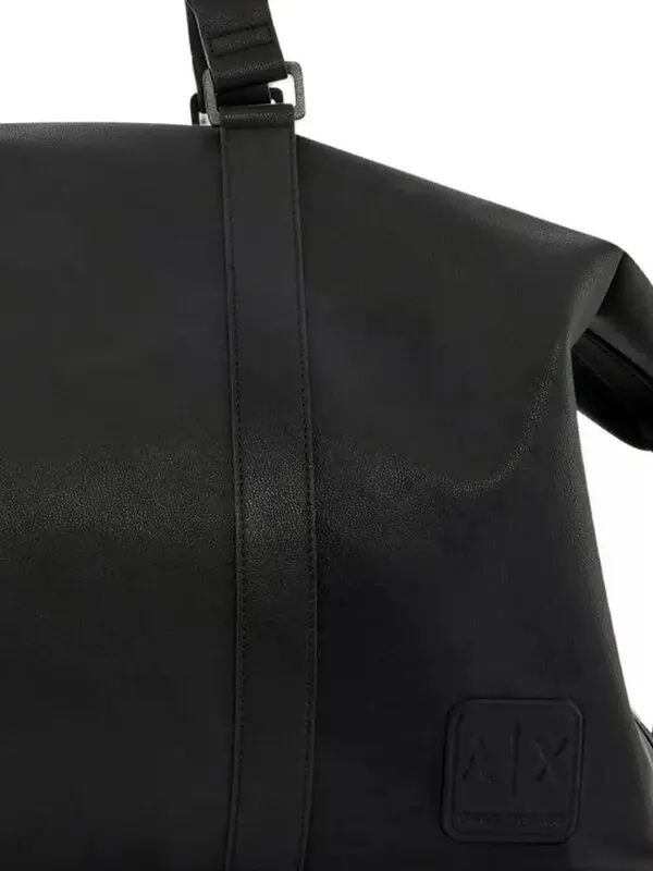 Armani Exchange Grained Texture Zip Detail Holdall - Black