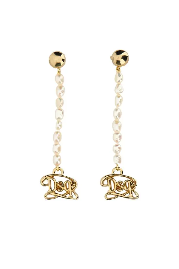 Dsquared2 Pearl And Logo Drop Earrings - Gold