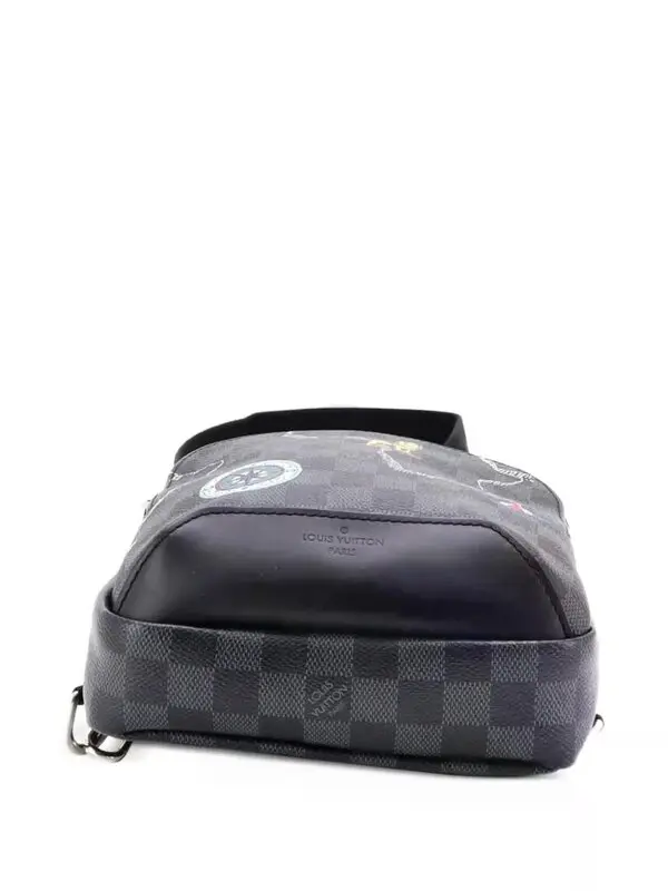 LOUIS VUITTON Avenue Sling Bag Limited Edition Renaissance Map Damier Graphite Crossbody Bag - Black